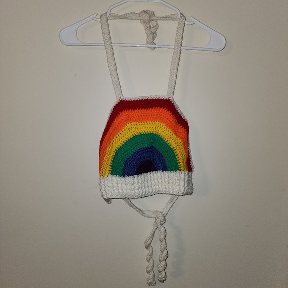 Hand Crafted | Tops | New Womens Handcrafted Crochet Rainbow Halter Top ...
